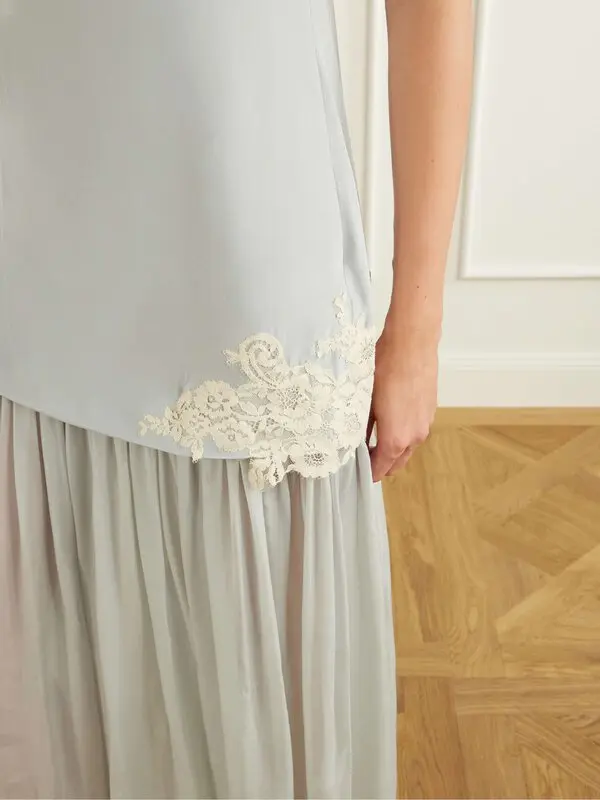 SIR. Noria Lace-trimmed Silk Crepe De Chine Maxi Dress