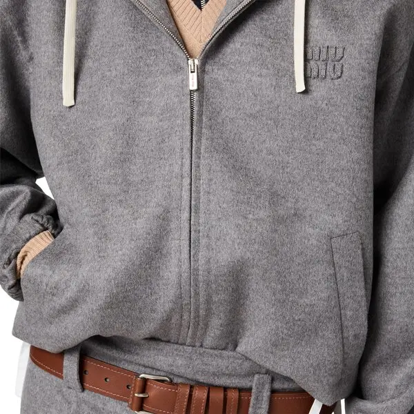 Miu Miu Double Cashmere And Wool Hoodie Jacket
