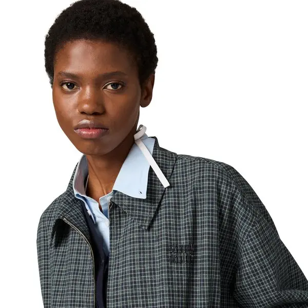 Miu Miu Checked Flannel Blouson Jacket
