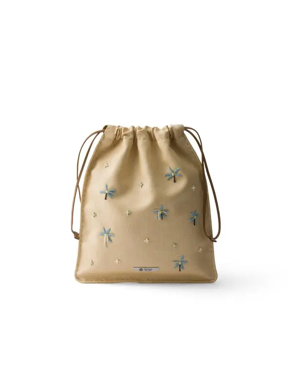 Prada Wish Embroidered Canvas Pouch