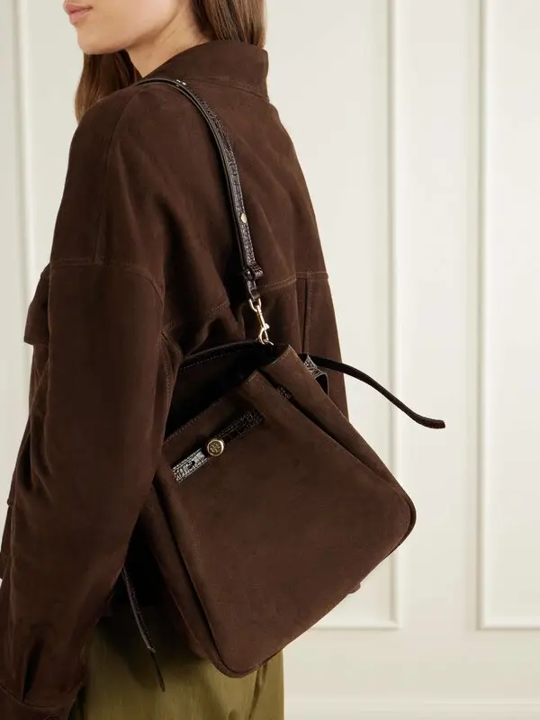 Tory Burch Romy Leather-trimmed Suede Bucket Bag