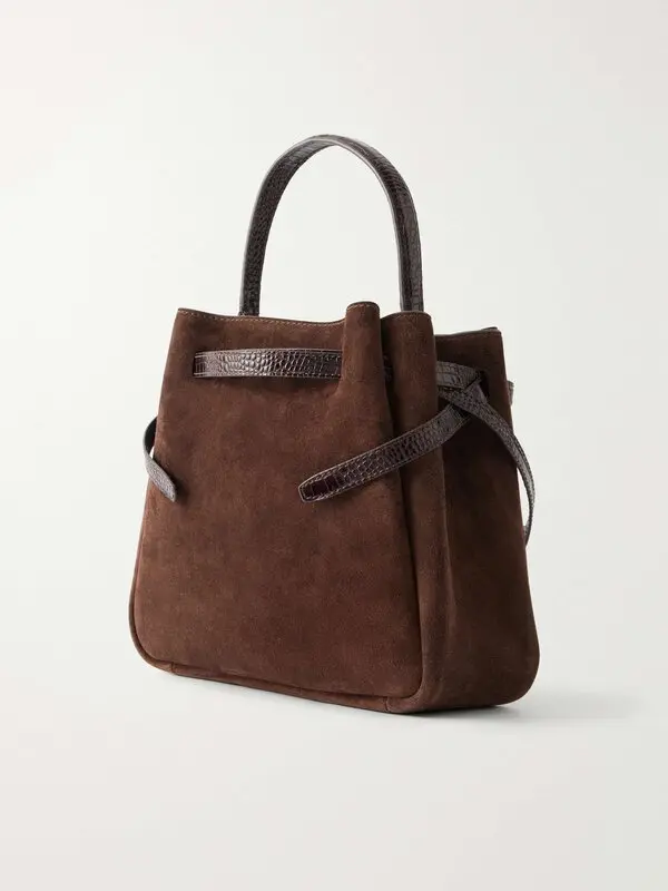 Tory Burch Romy Leather-trimmed Suede Bucket Bag