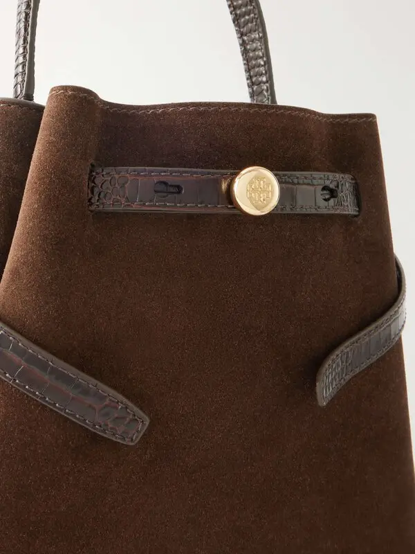 Tory Burch Romy Leather-trimmed Suede Bucket Bag