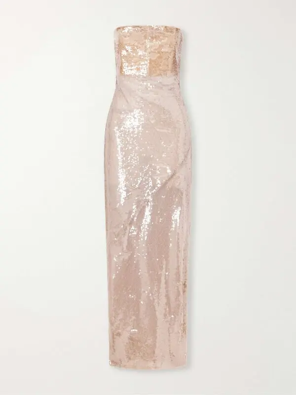Galvan Moonlight Strapless Sequined Tulle Gown