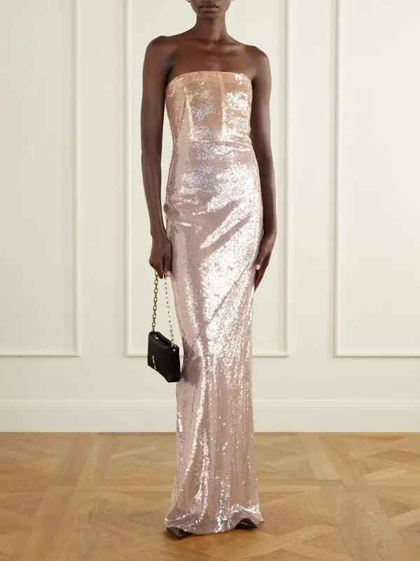 Galvan Moonlight Strapless Sequined Tulle Gown