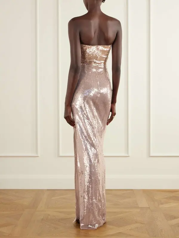 Galvan Moonlight Strapless Sequined Tulle Gown