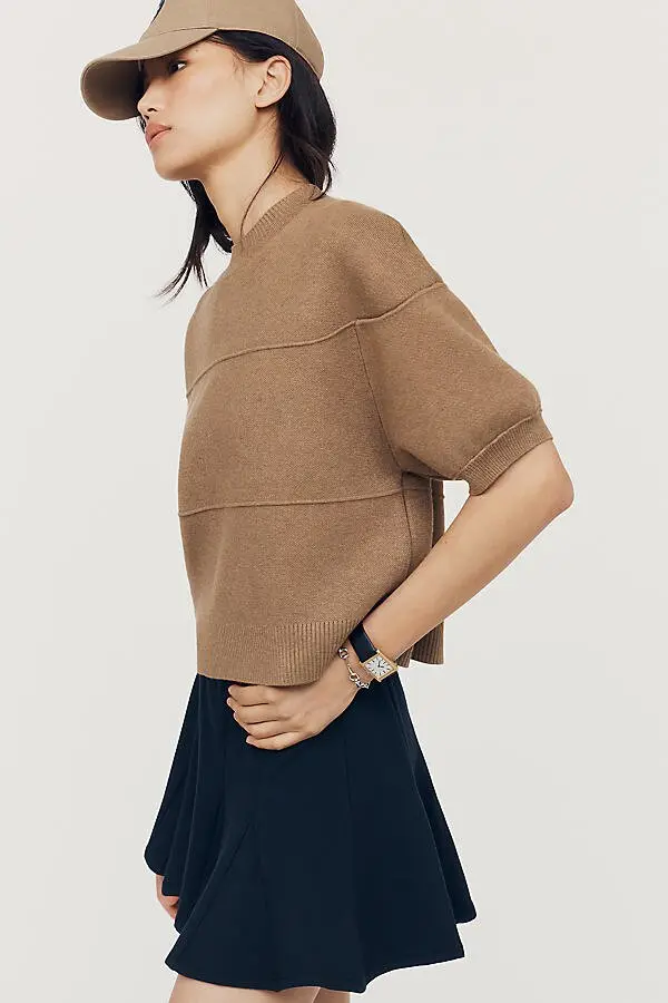 Maeve Puff-sleeve Knit Pullover - Camel