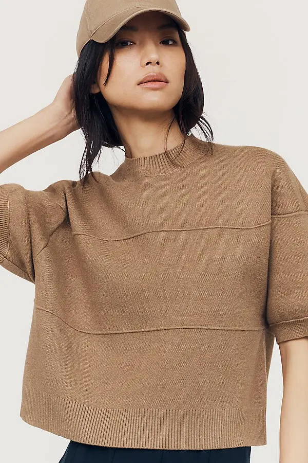 Maeve Puff-sleeve Knit Pullover - Camel