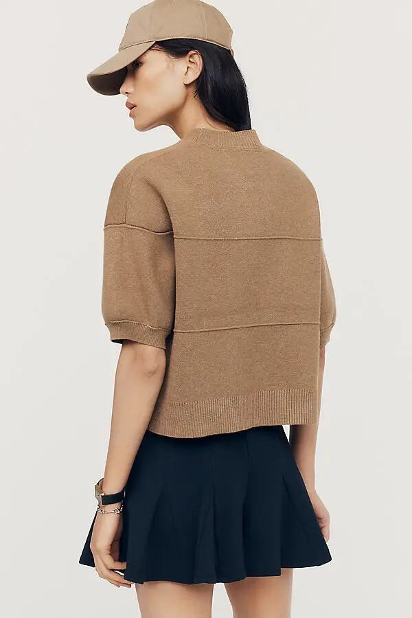 Maeve Puff-sleeve Knit Pullover - Camel