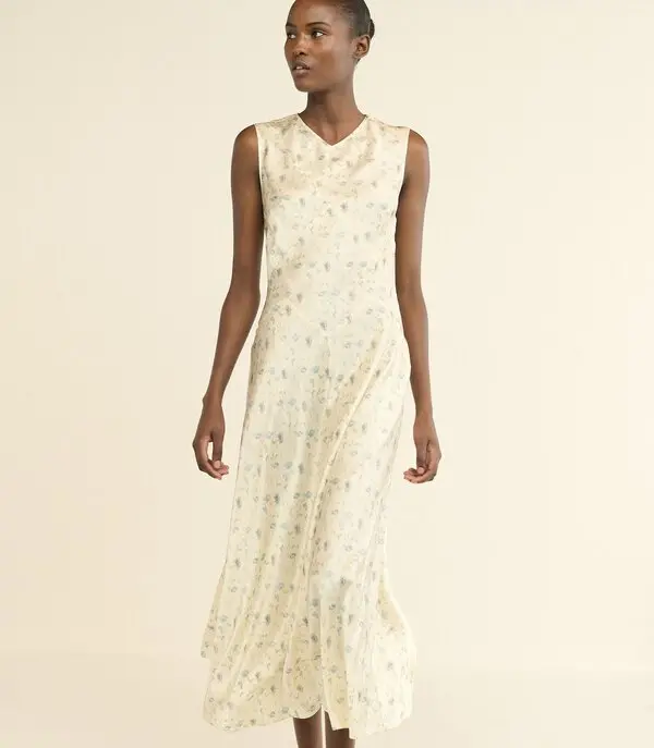 DÔEN Adelana Silk Satin Maxi Dress