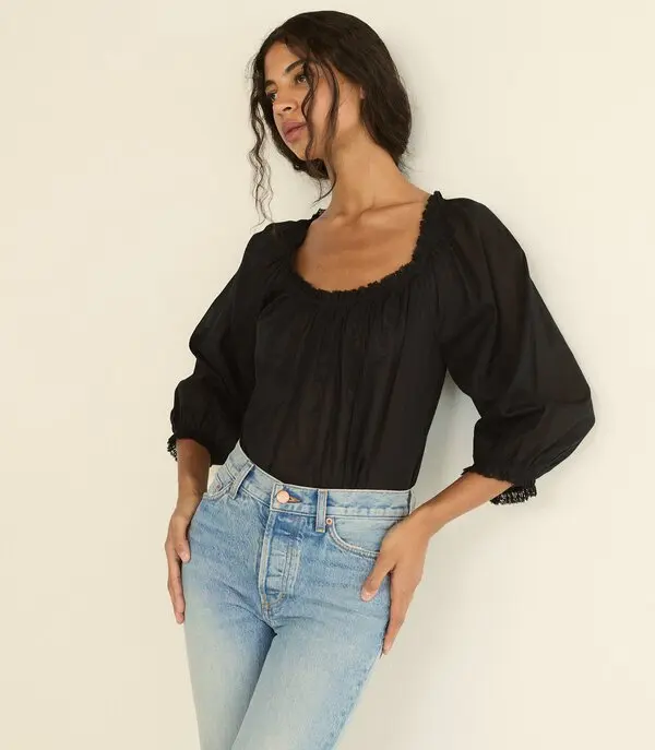DÔEN Florine Embroidered Cotton Voile Top