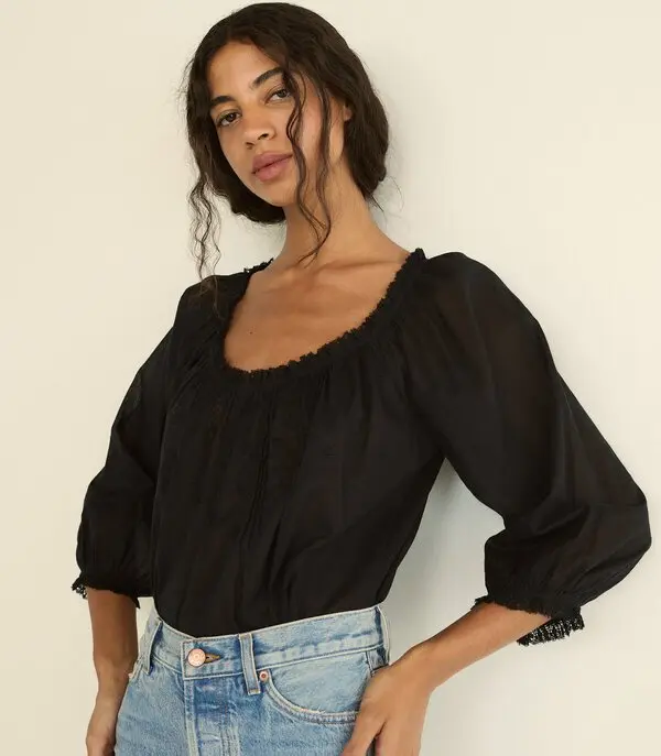 DÔEN Florine Embroidered Cotton Voile Top