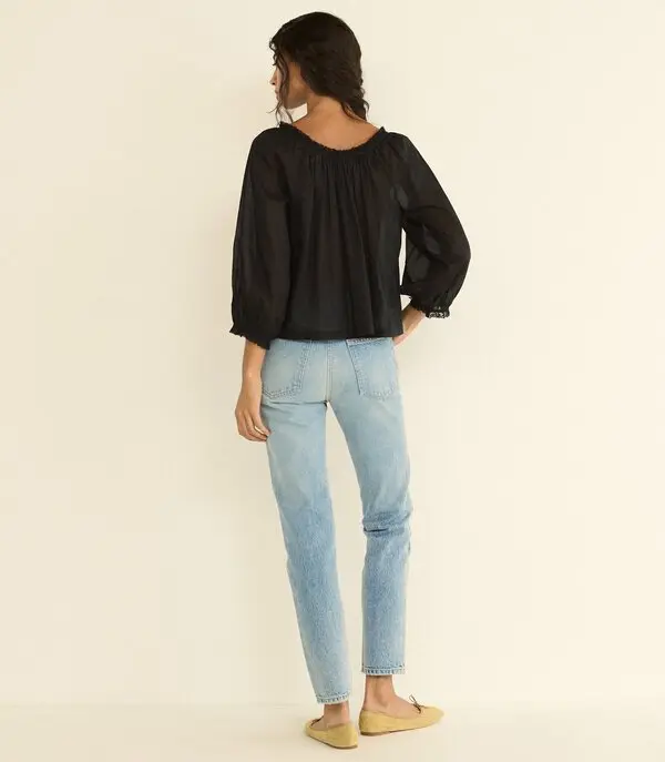DÔEN Florine Embroidered Cotton Voile Top