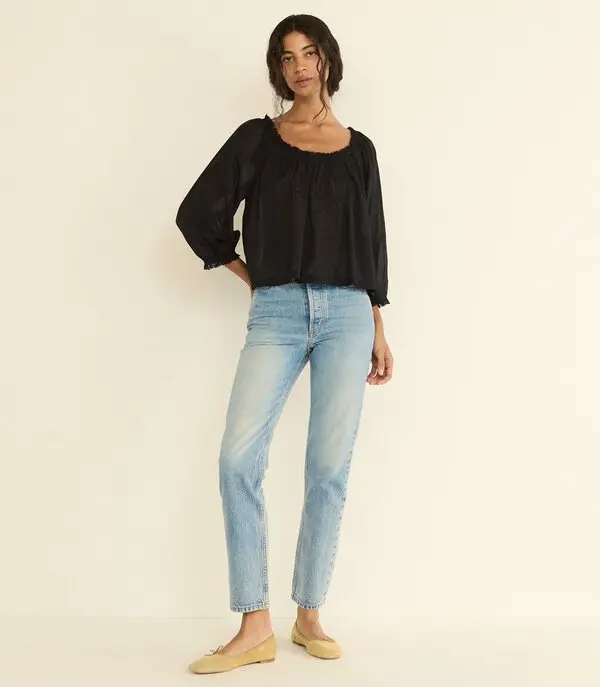 DÔEN Florine Embroidered Cotton Voile Top