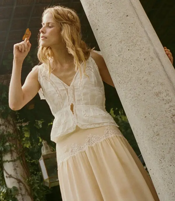 DÔEN Hertise Top With Lace Trim