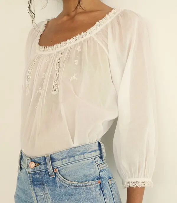 DÔEN Florine Top Organic Cotton Embroidered Blouse