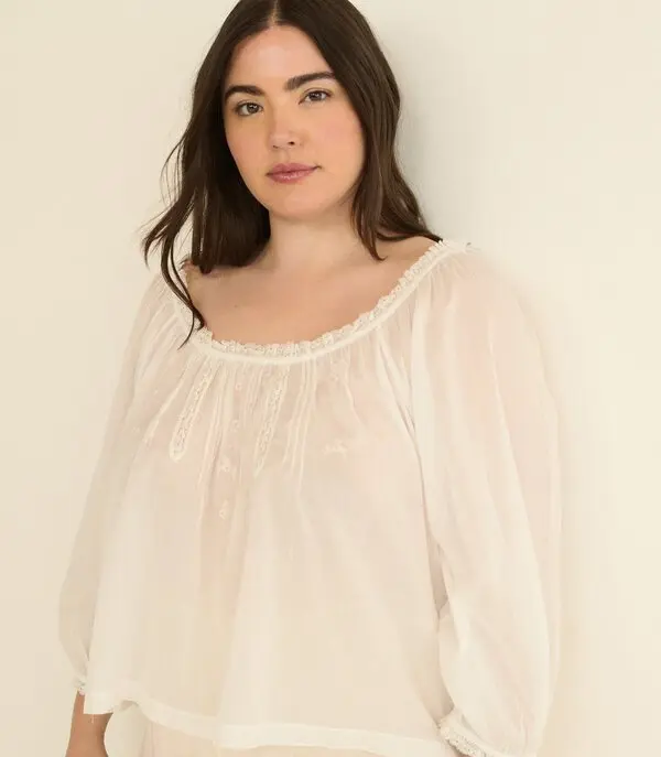DÔEN Florine Top Organic Cotton Embroidered Blouse