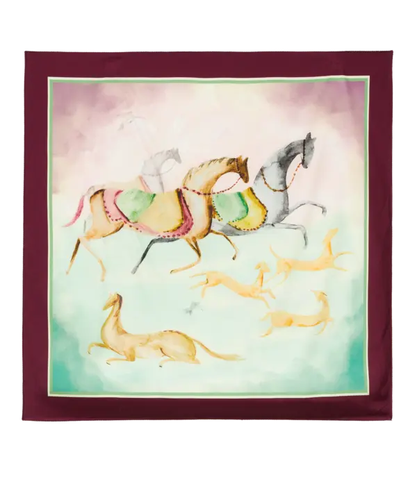 DÔEN Print Silk-viscose Twill Bandana - Gallops Foulard