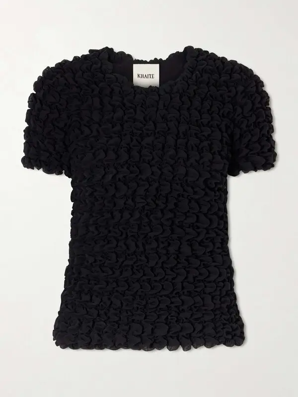 Khaite Polly Ruched Silk-chiffon Top