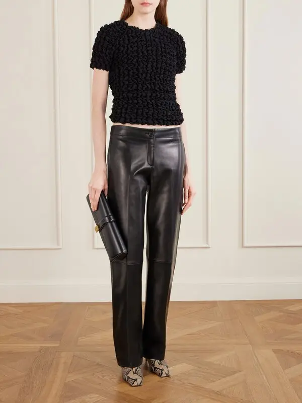 Khaite Polly Ruched Silk-chiffon Top - Black
