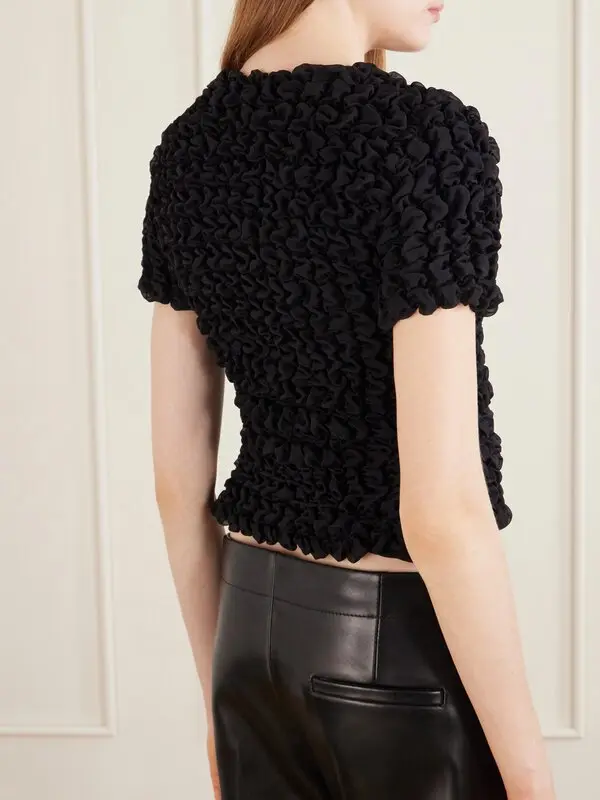 Khaite Polly Ruched Silk-chiffon Top - Black