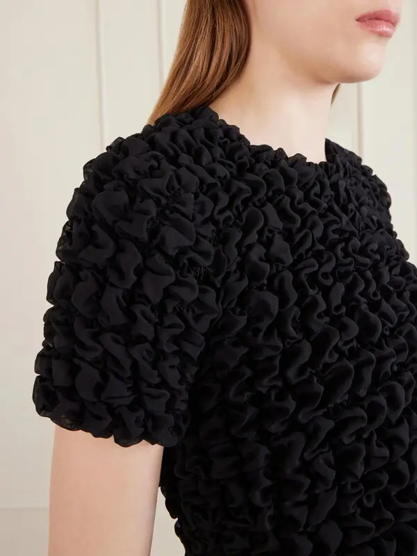 Khaite Polly Ruched Silk-chiffon Top - Black