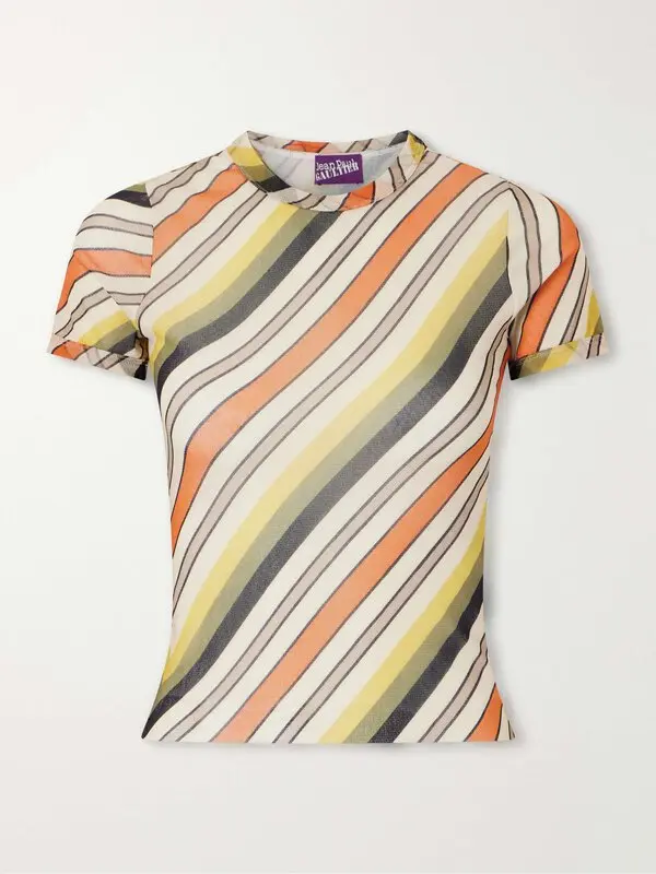 JEAN PAUL GAULTIER Striped Mesh Top - Yellow
