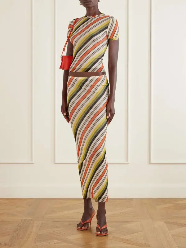 JEAN PAUL GAULTIER Striped Mesh Top