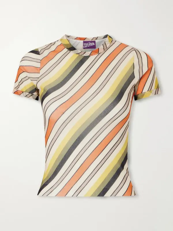 JEAN PAUL GAULTIER Striped Mesh Top - Yellow