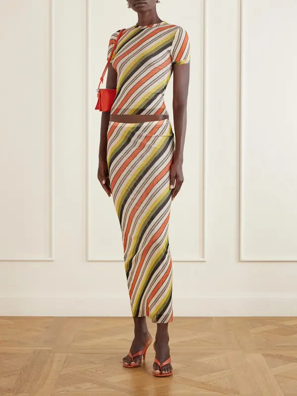 JEAN PAUL GAULTIER Striped Mesh Top - Yellow