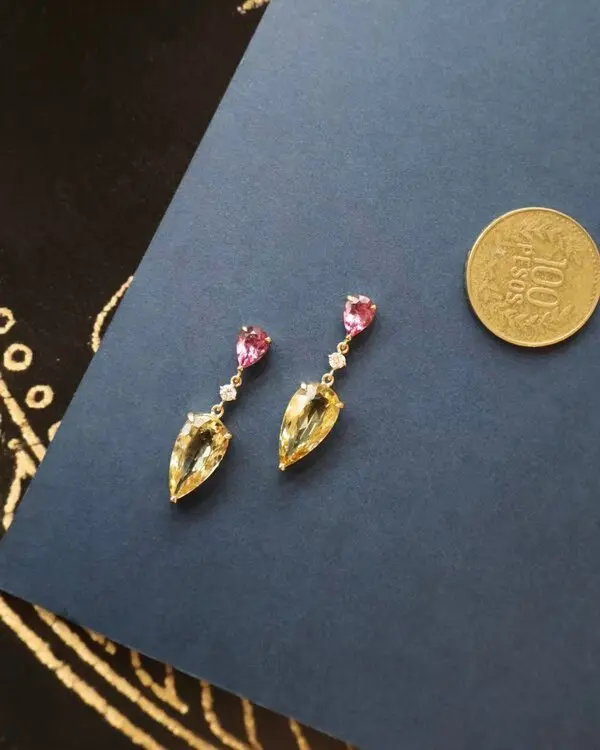 YI COLLECTION Rhodolite & Heliodor Dewdrop Drop Earrings