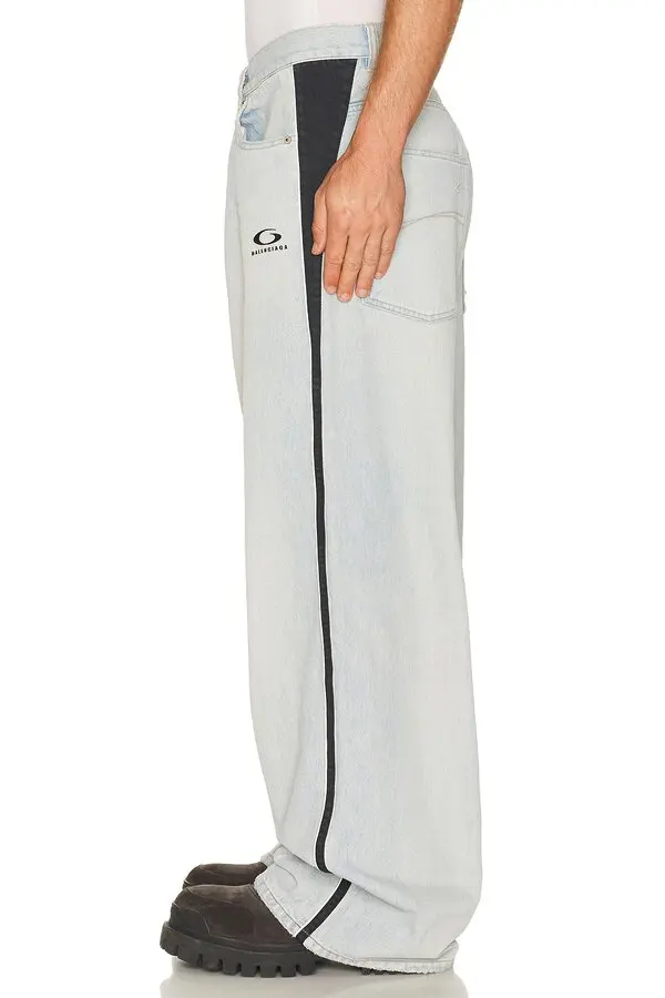 Balenciaga Wide Leg Jeans With Contrast Piping