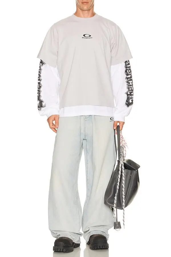 Balenciaga Wide Leg Jeans With Contrast Piping