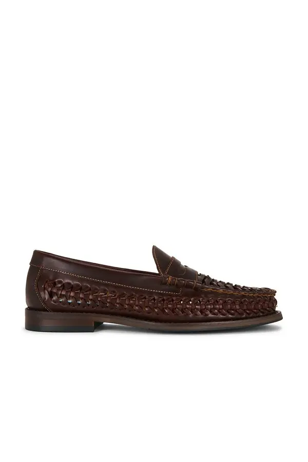 G.H.BASS Lexington Woven Leather Loafers - Dark Brown