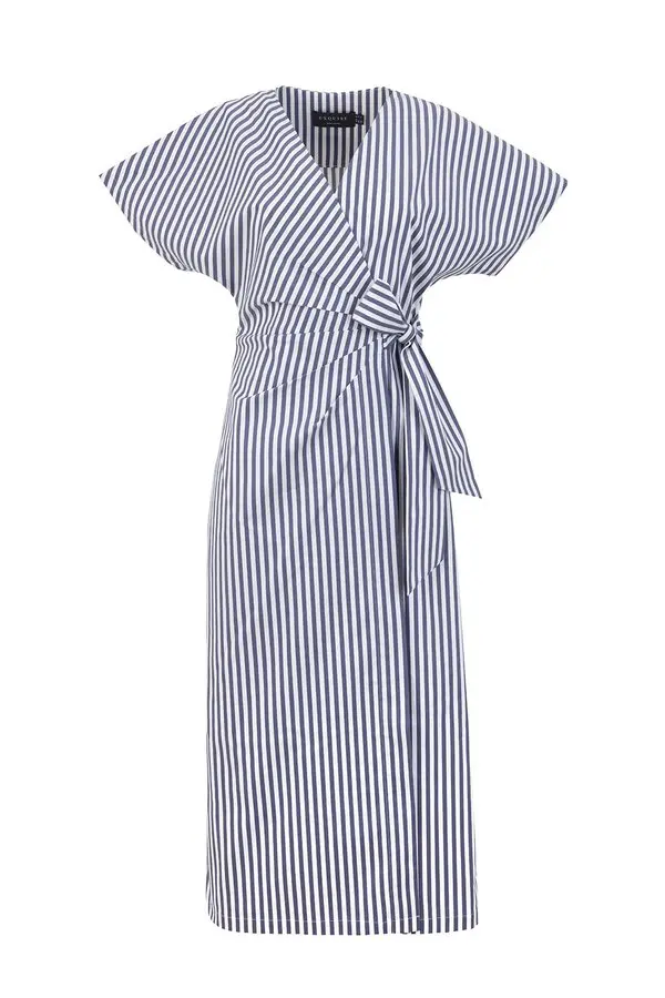 EXQUISE Collins Stripe Wrap Midi Dress