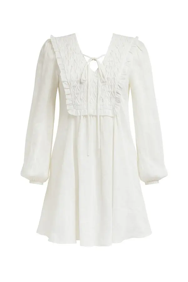 EXQUISE Neutrals / Chaney Long Sleeve Linen Mini Dress