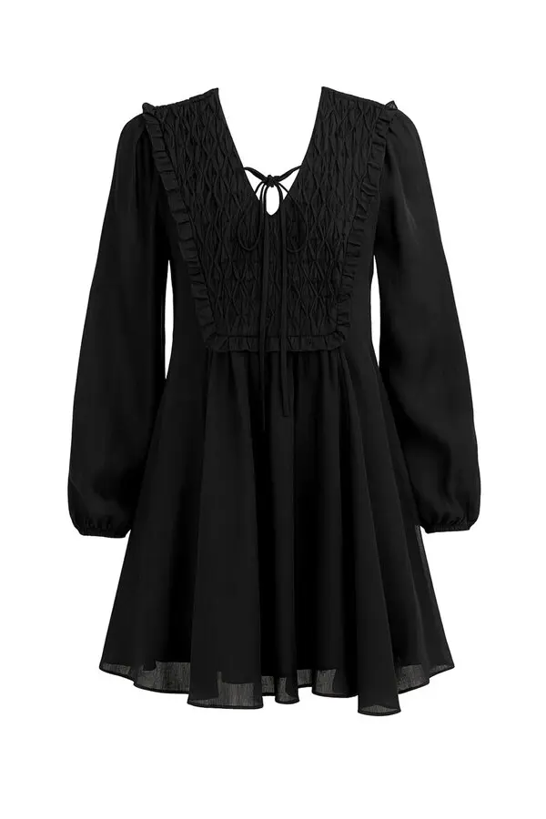 EXQUISE Chaney Long Sleeve Linen Mini Dress