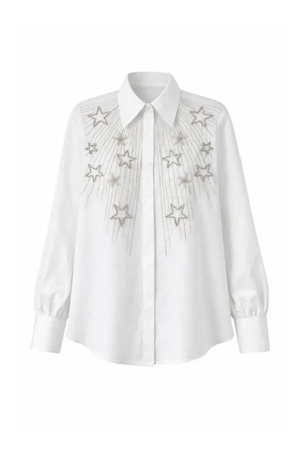 EXQUISE Embroidered Cotton Shirt
