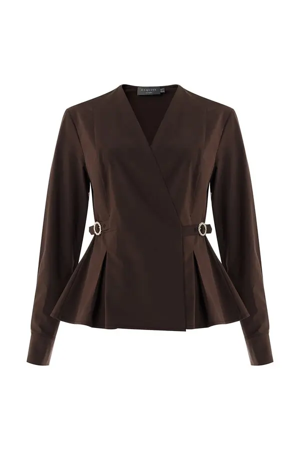 EXQUISE Ashlynn Wrap Collar Shirt