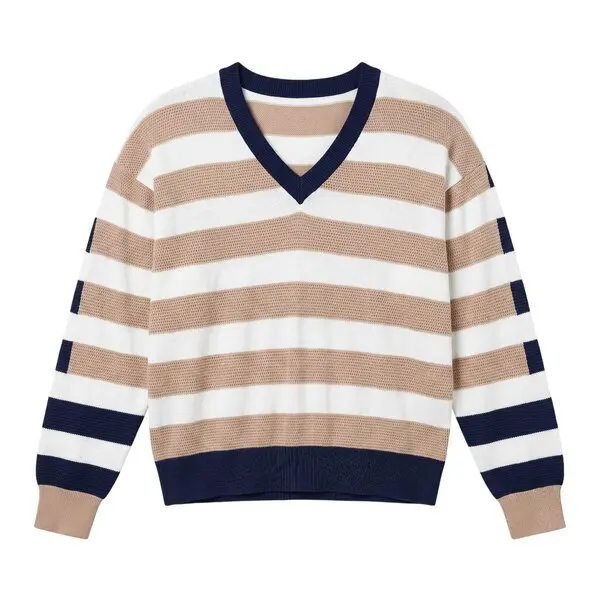 BRODIE CASHMERE Mesh Stripe V - Brown