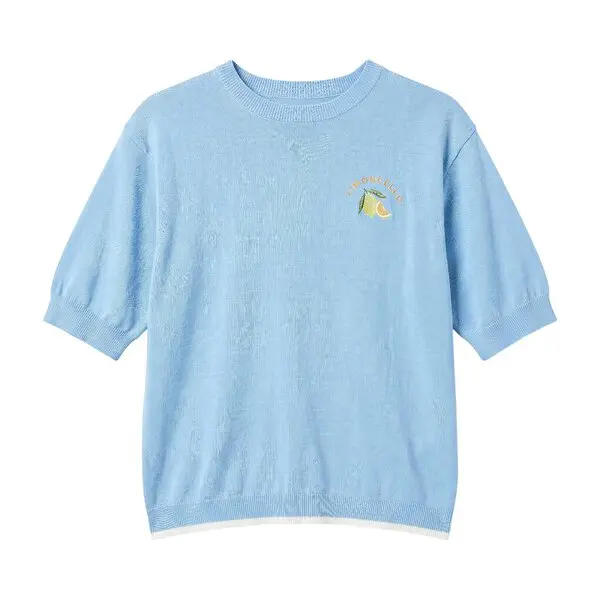 BRODIE CASHMERE Limoncello Tee Sky - Blue