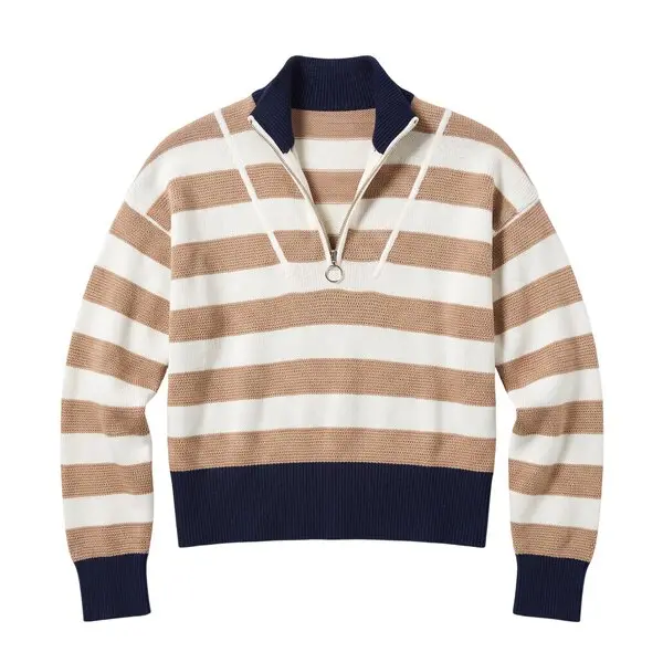 BRODIE CASHMERE Mesh Stripe Half Zip