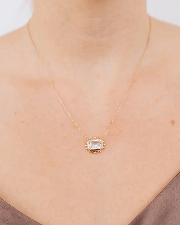 Anzie Topaz Dew Drop Marine Pendant Necklace