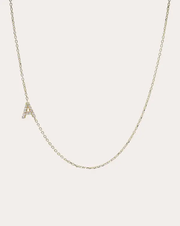 Anzie Diamond Love Letter A Pavé Necklace