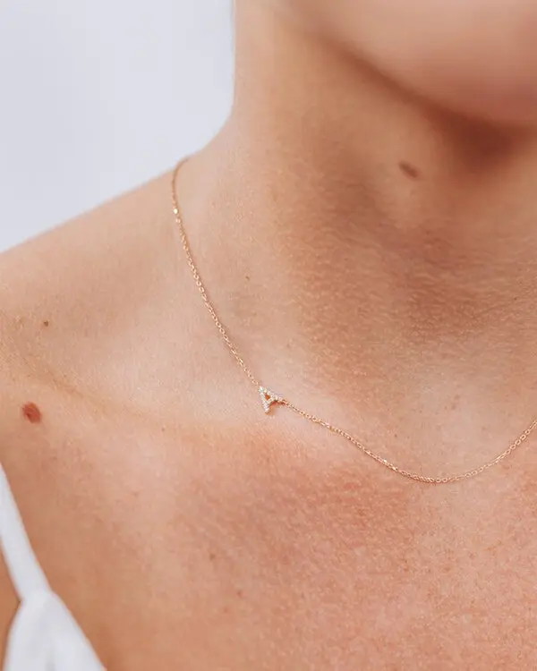 Anzie Diamond Love Letter A Pavé Necklace