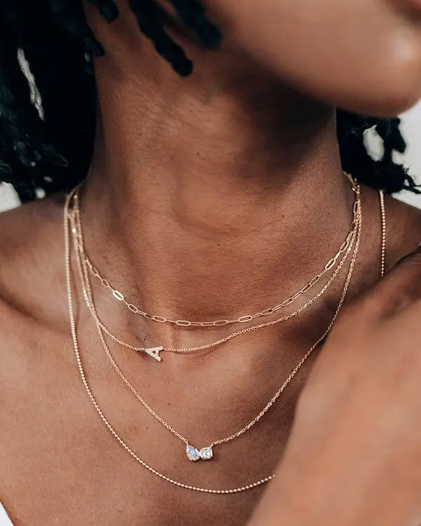 Anzie Diamond Love Letter A Pavé Necklace