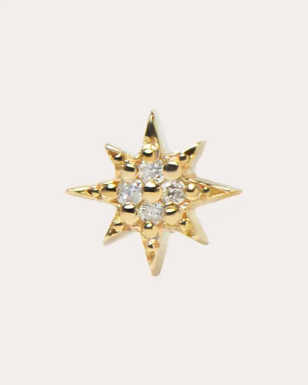 Anzie Diamond Aztec Micro North Star Stud Earring - Gold