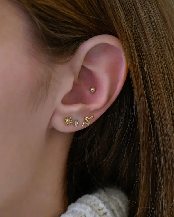 Anzie Diamond Aztec Micro North Star Stud Earring