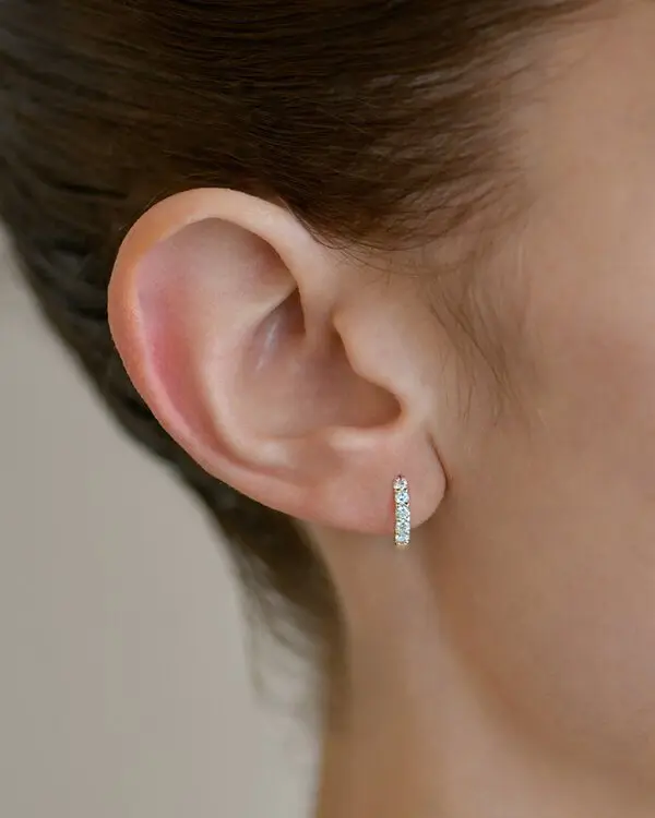 Anzie Diamond Pavé Classique Wide Huggie Earring