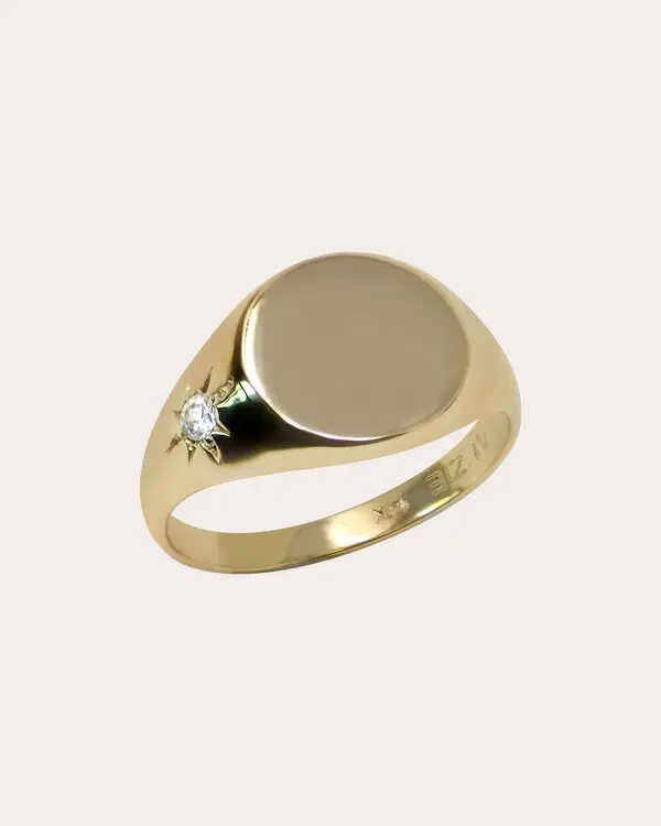 Anzie Diamond & 14k Aztec Signet Ring - Gold